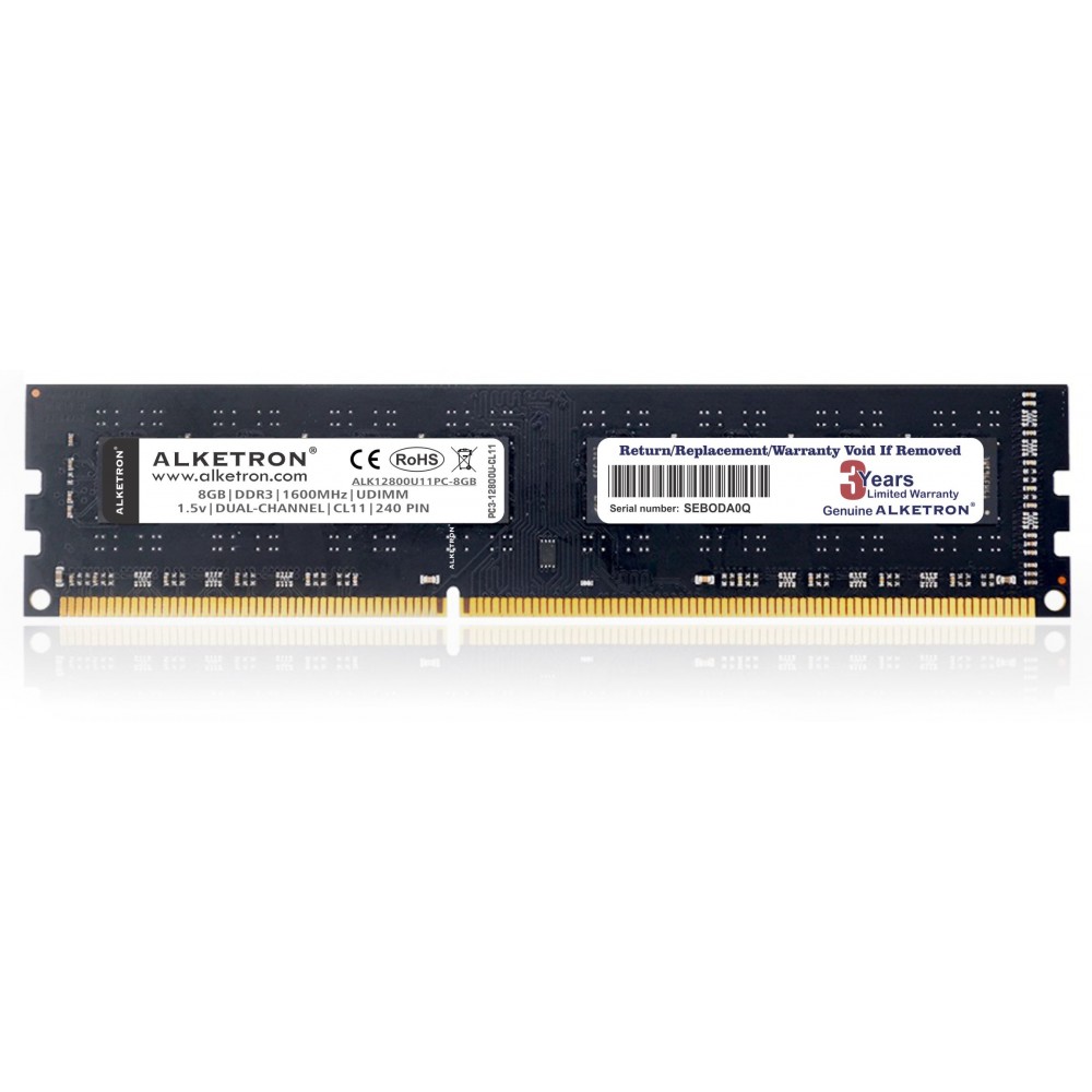 ALKETRON 8GB DDR3 1600MHz Desktop RAM Black Unicorn Series